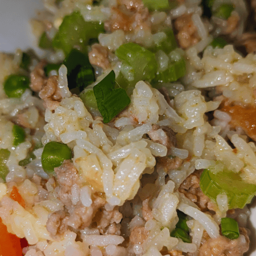 Easy Spicy Sausage Fried Rice - A Cents For Cookery