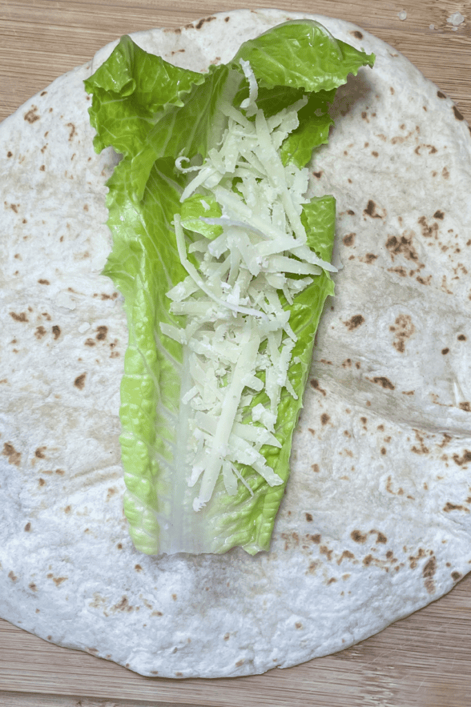 Chicken Caesar Wrap with Fresh Parmesan Cheese - A Cents For Cookery