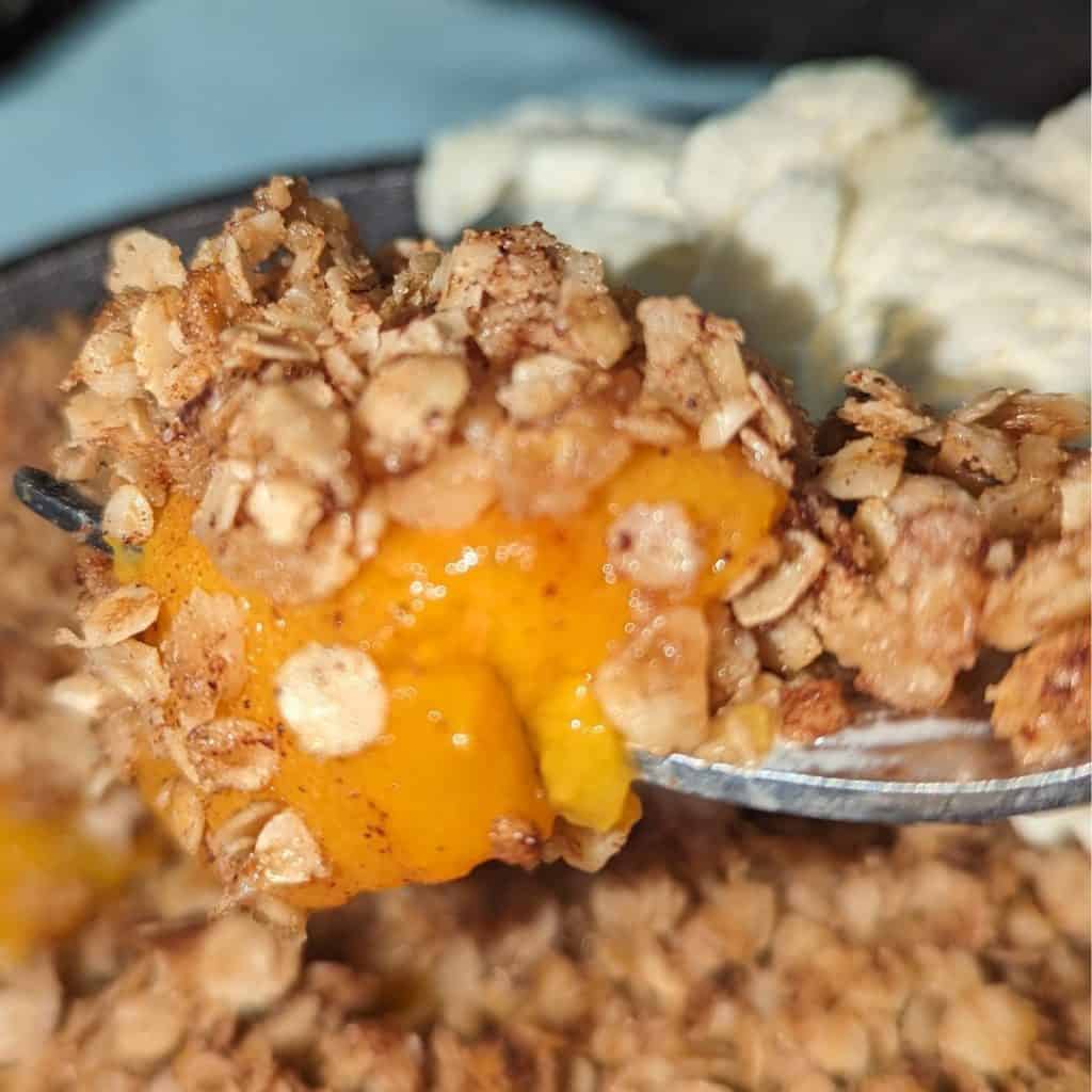 Easy Peach Crisp In Mini Cast Iron Skillets - A Cents For Cookery