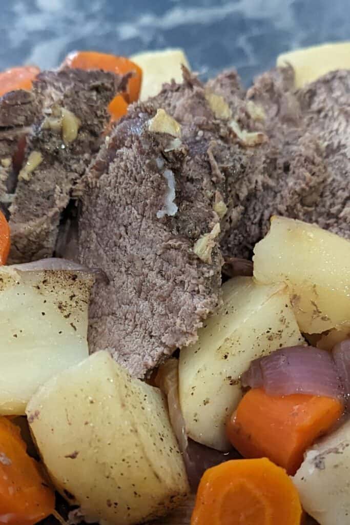 Easy Dutch Oven Garlic Roast Beef With Veg - A Cents For Cookery